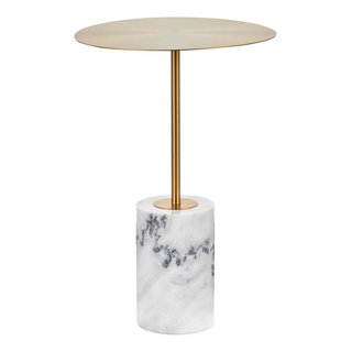 Gold Metal, White Marble Symbol Side Table - Contemporary - Side Tables ...