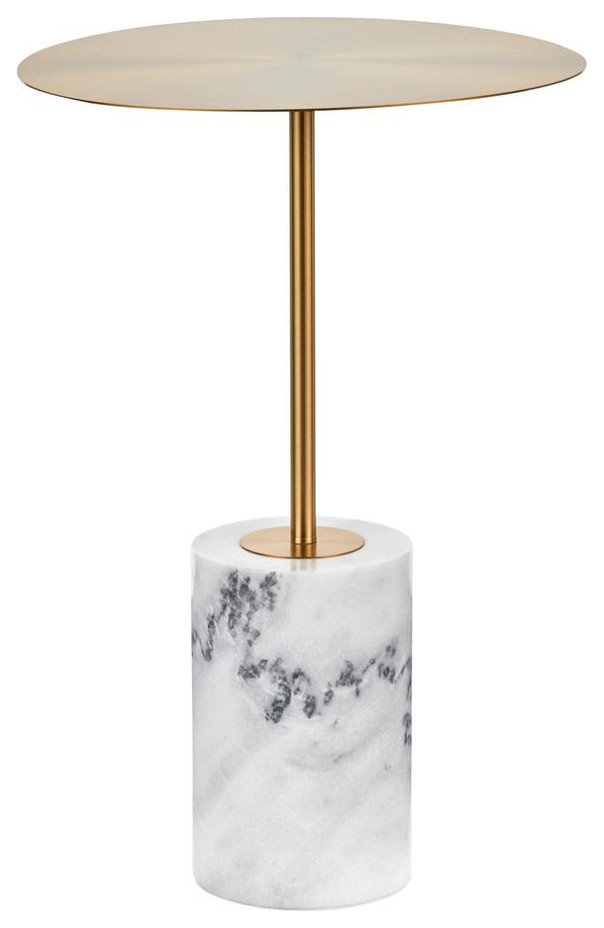 Gold Metal, White Marble Symbol Side Table - Contemporary - Side Tables ...