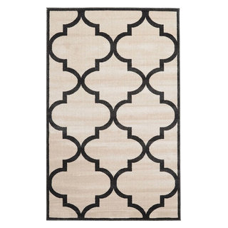 Contemporary Theodora Black and Tan Area Rug, 5'x8' - Mediterranean ...