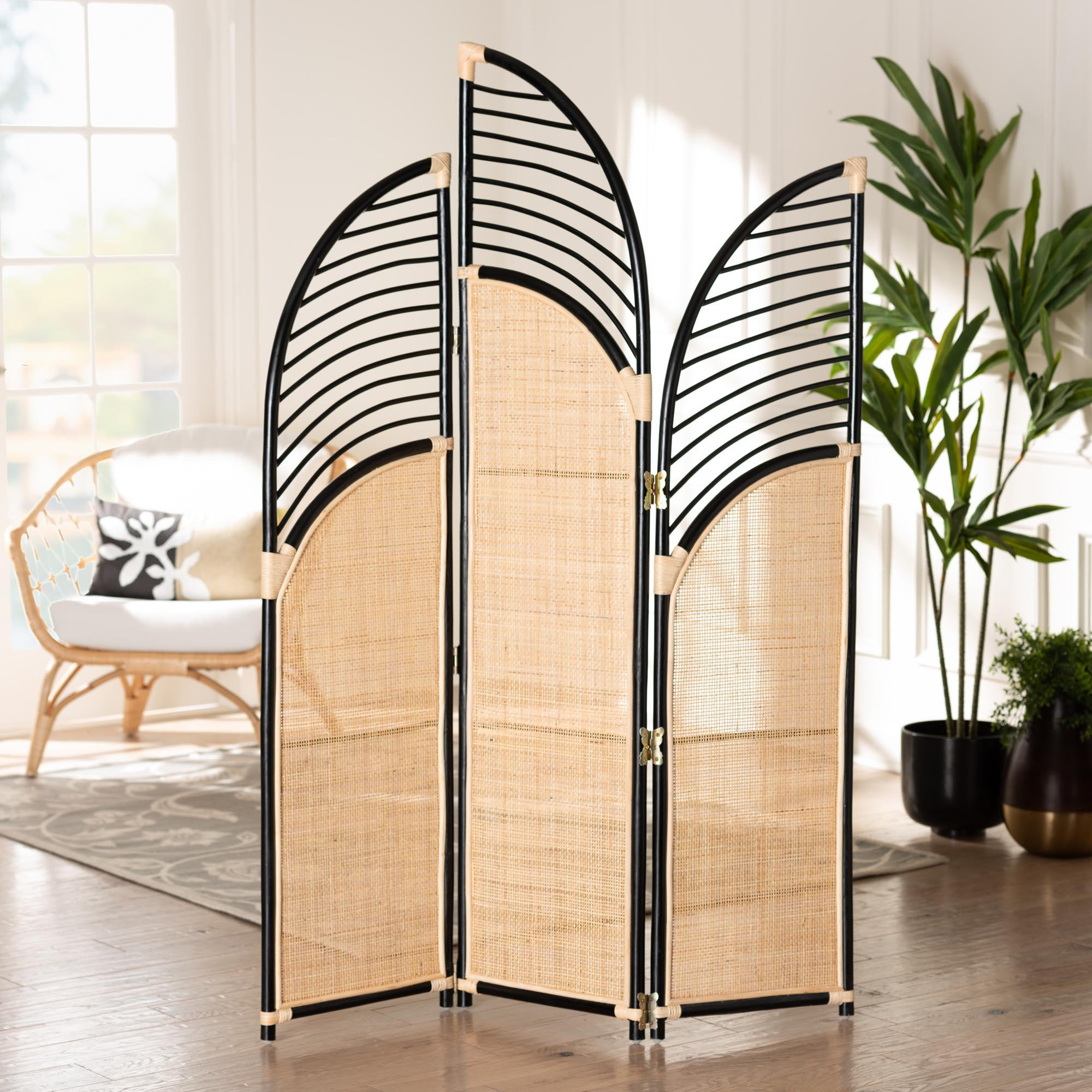 Lucija Two-Tone Rattan Room Divider - Tropical - Screens And Room ...