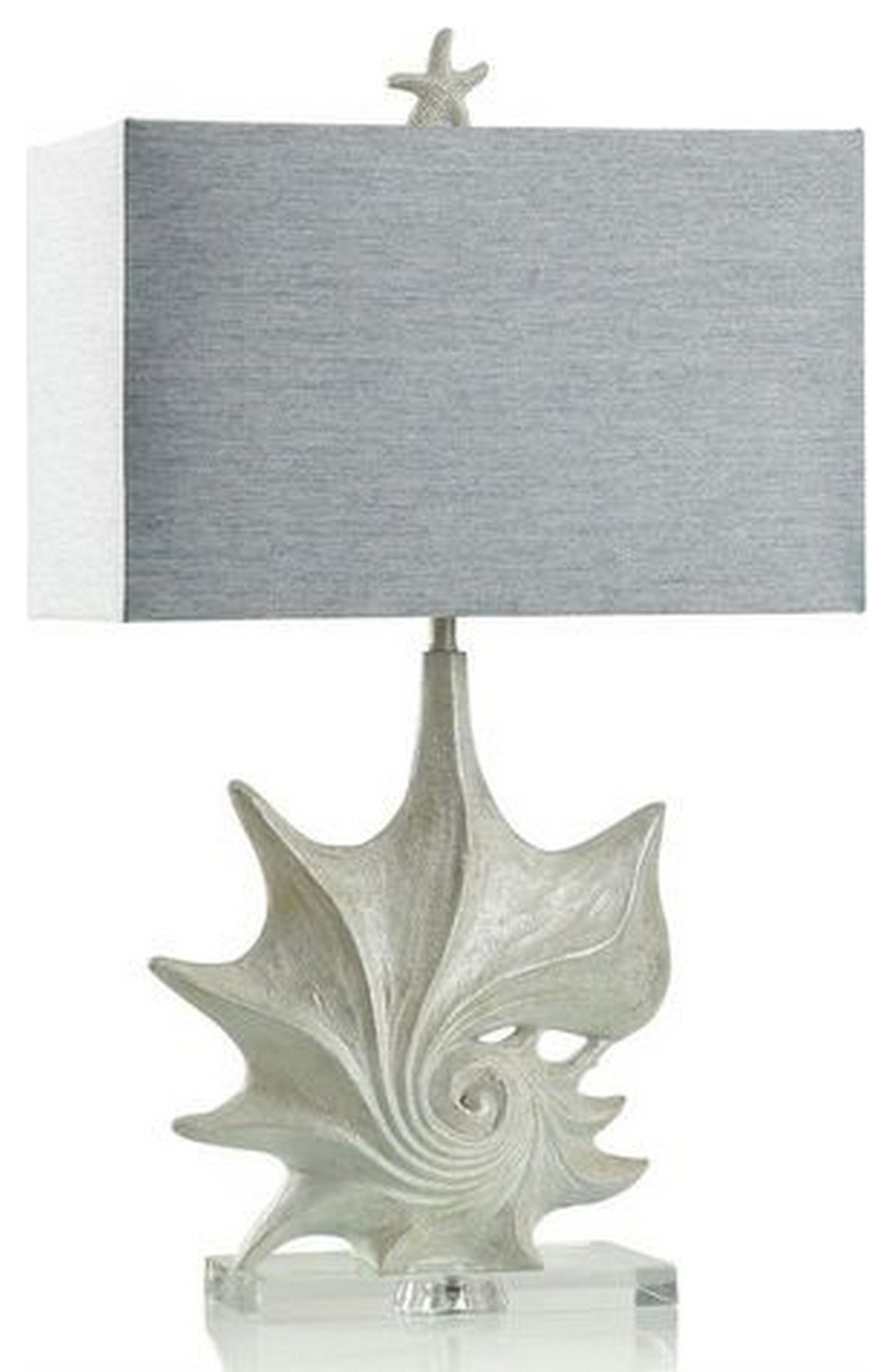 Anartia Silver Coastal Table Lamp With Seashell Design Cream, Silver ...