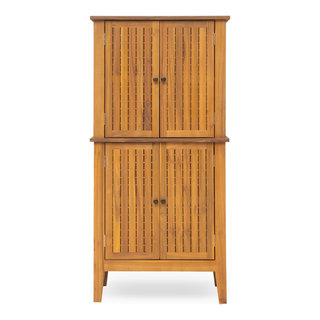 GDF Studio Acacia Wood Outdoor Storage Deck Boxes Cabinet, Teak ...