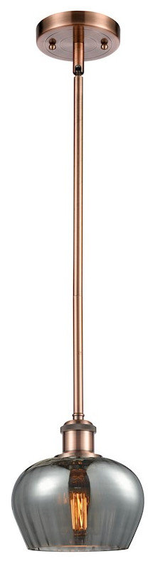 Innovations Fenton 6.5" Pendant, Amber/Copper/Colorful Rib Bowl, 516-1S ...