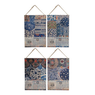 Classic 4 Piece Metal Calendar Wall Decor Set W Intricate Pattern ...