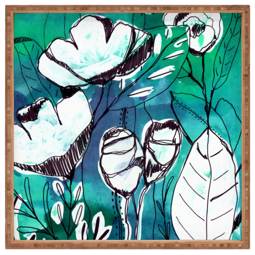 Deny Designs Cayenablanca Abstract Garden Square Tray, Medium ...