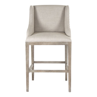 Connor Bar Stool, Natural Linen - Farmhouse - Bar Stools And Counter ...