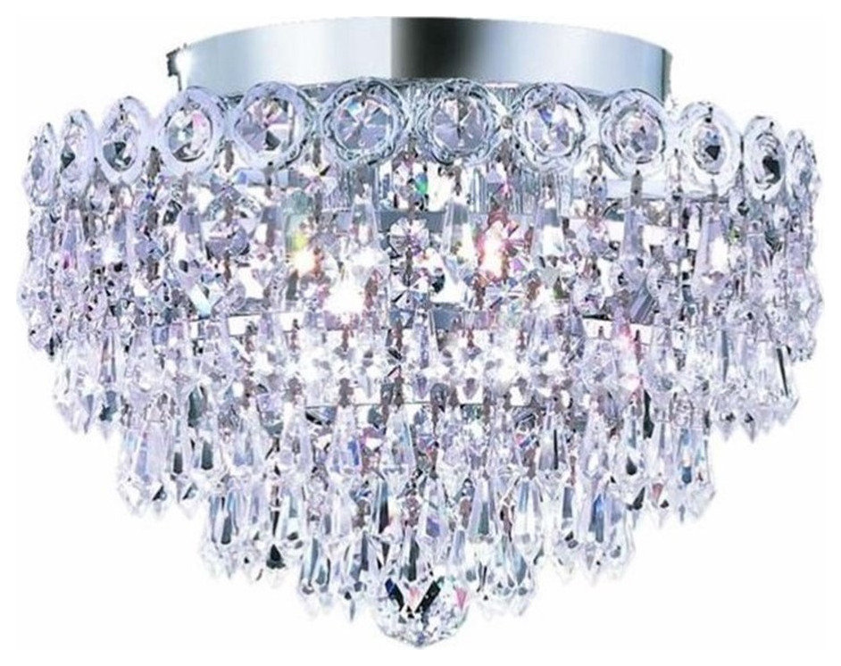 Elegant Lighting Century 12" 4 Light Royal Crystal Flush Mount, 12" - 4 ...