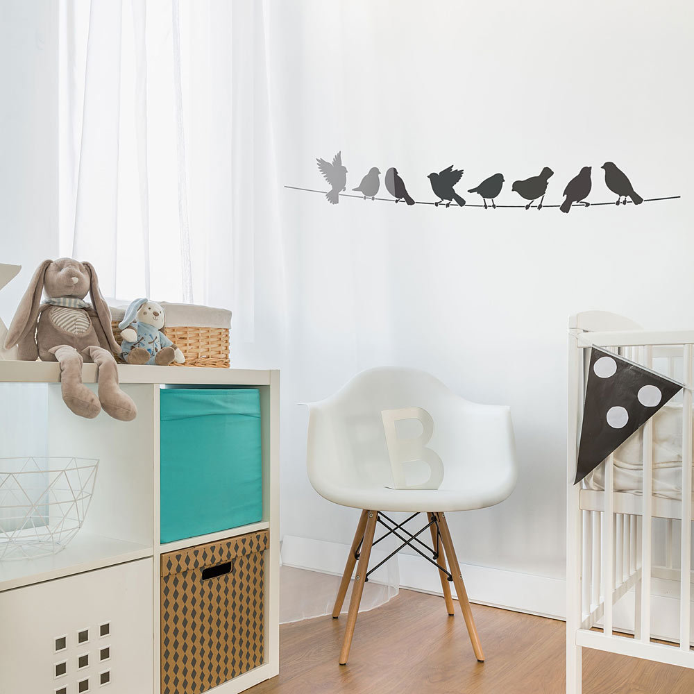 Cute Birds On A Wire Border Stencil, Stencils For Walls, Nursery Decor ...