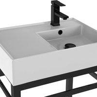 Modern Ceramic Console Sink With Counter Space and Matte Black Base ...