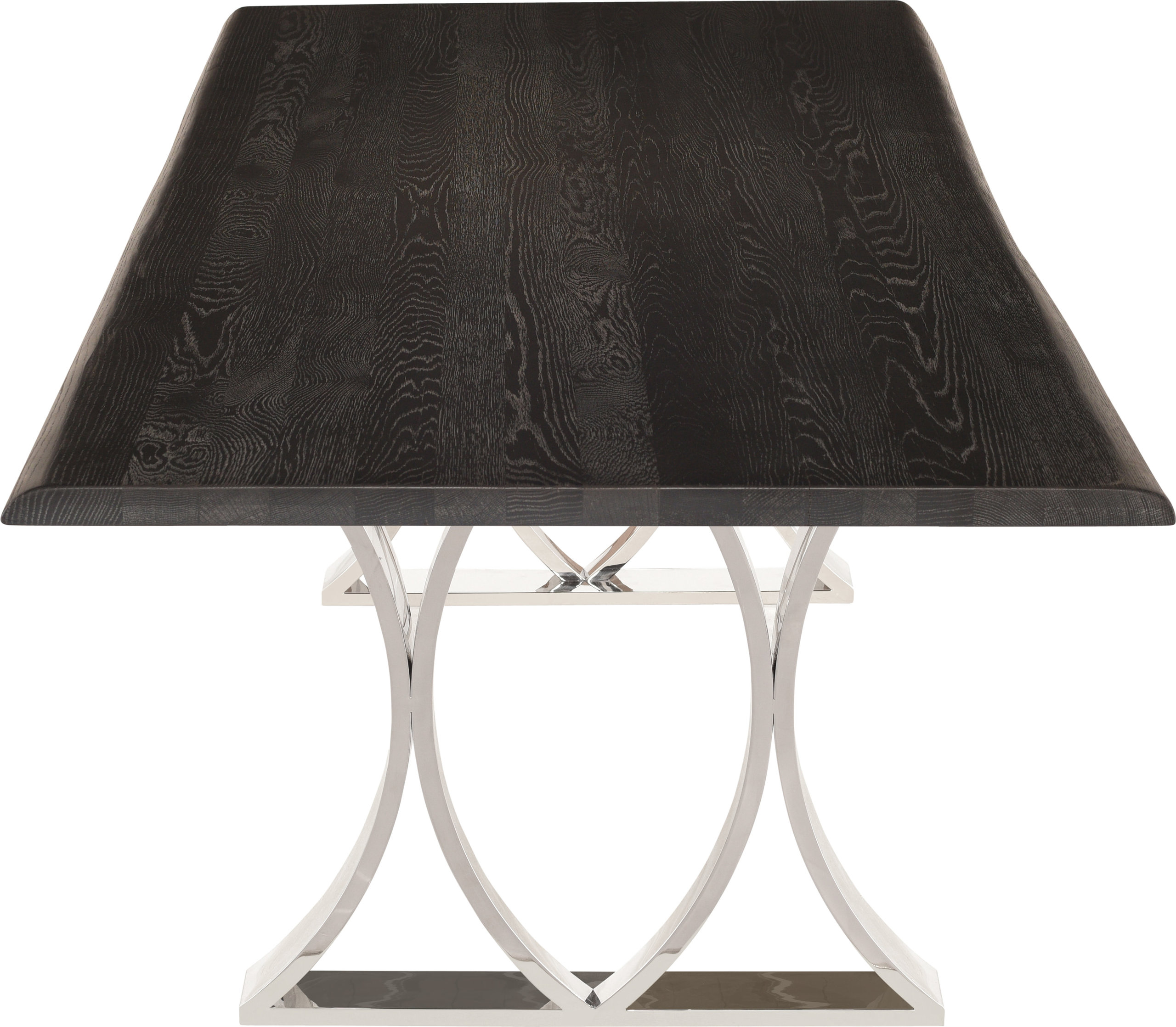 Mila 96-inch Rectangular Dining Table Polished Stainless Oxidised Grey ...