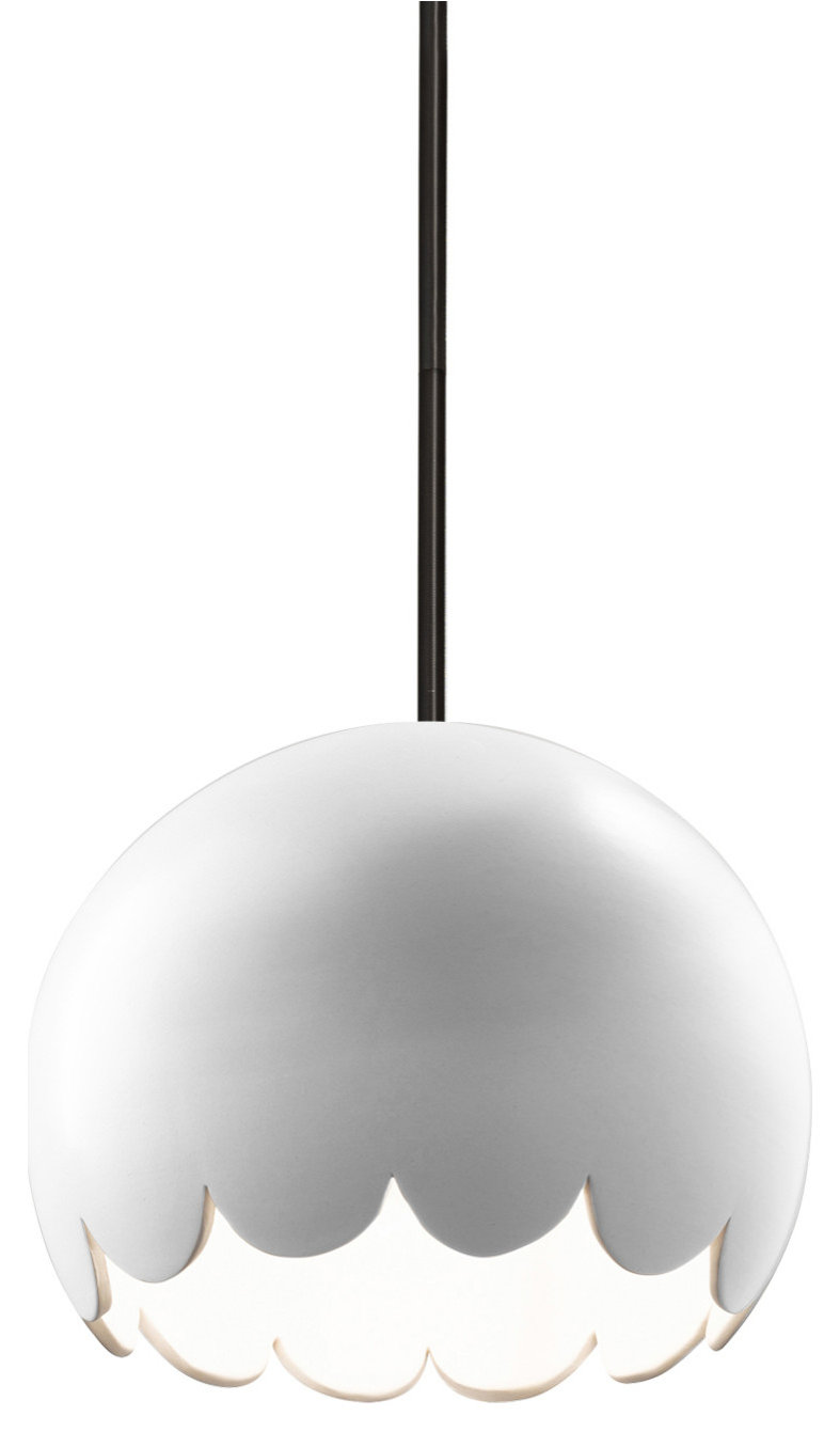 Radiance Scallop Pendant, Gloss White, Matte Black, Rigid Stem, LED ...