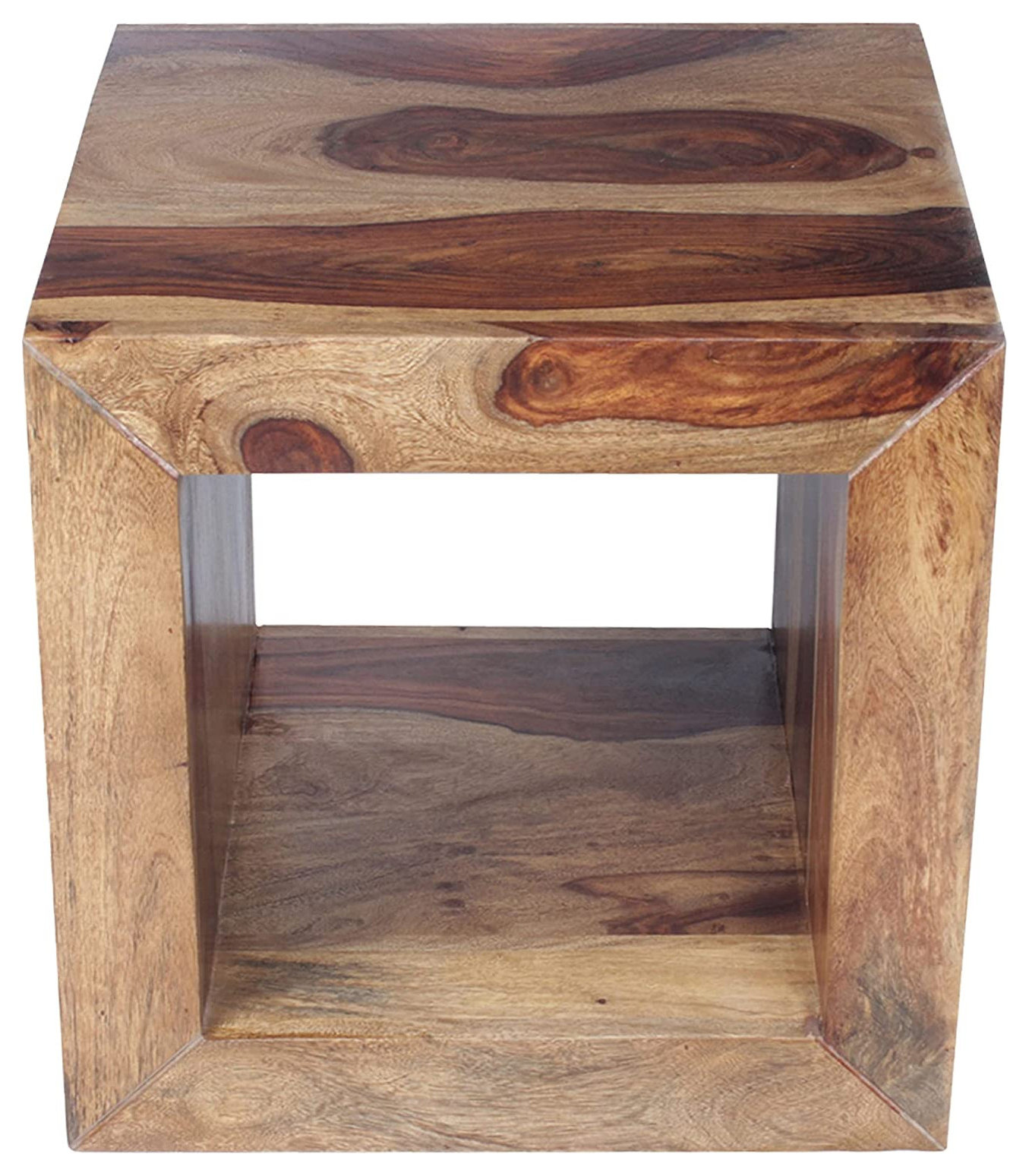 Benzara UPT-30350 Cube Shape Rosewood Side Table With Cutout Bottom ...
