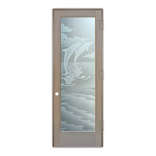 Interior Prehung Door or Interior Slab Door - Dolphins Leaping - Primed ...