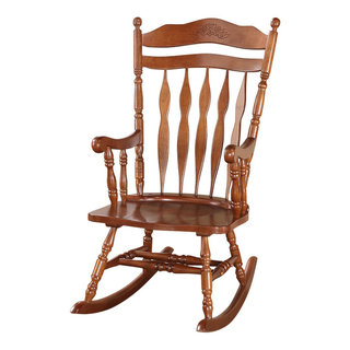 Benzara BM162977 Wooden Rocking Chair, Dark Walnut Brown - Traditional ...