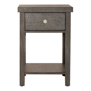 Modern Farmhouse Dark Gray Drawer Chair Side Table - Farmhouse - Side ...