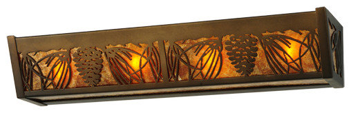 24 Wide Pinecone Inverted Vanity Light - Rustic - Bathroom Vanity ...