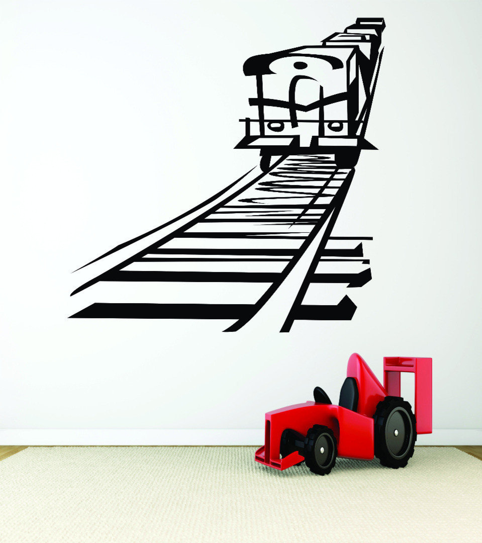 Train On Railroad Tracks Peel & Stick Sticker Decal, 20x40", 20X40 ...
