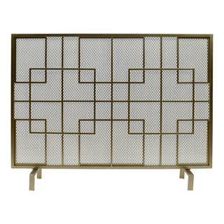 Dorothy Modern Single PanelIron Fire Screen - Contemporary - Fireplace ...