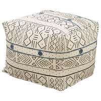 Floor Pouf With Light Mudcloth Design, 20"x20"x14" - Scandinavian - Floor Pillows And Poufs - by ...