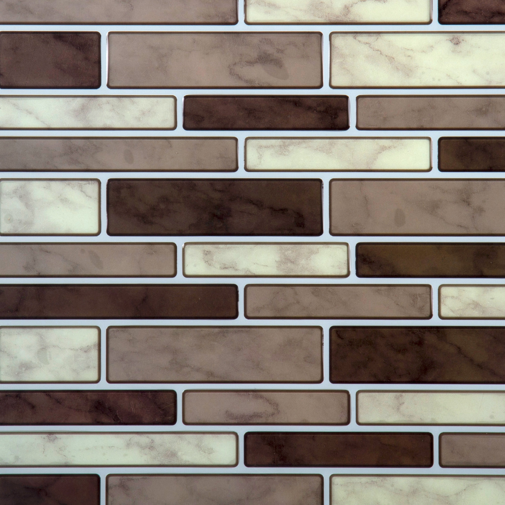 Multi Rectangular Peel & Stick Wall Tiles, 10x10", Brown, 6 Pieces ...