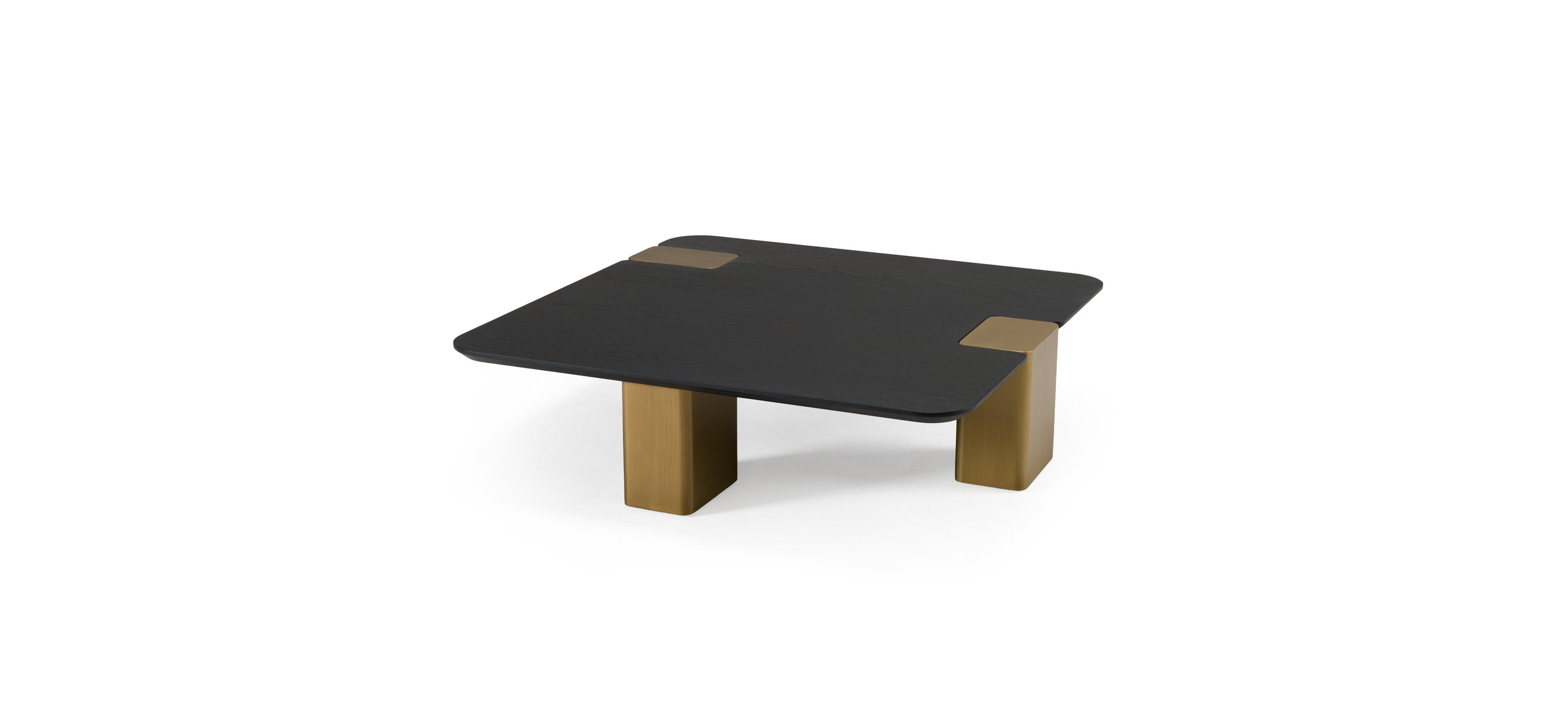 Modrest Harold Modern Black + Brushed Gold Oak Large Square Coffee ...