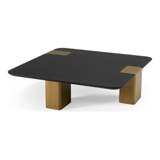 Modrest Harold Modern Black + Brushed Gold Oak Large Square Coffee ...