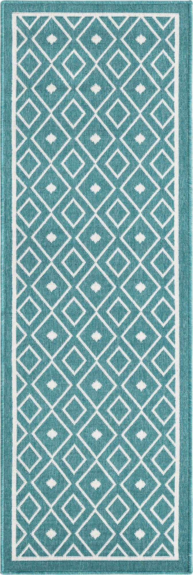 Rug Unique Loom Outdoor Trellis Teal Runner 2' 0 x 6' 0 - Contemporary ...