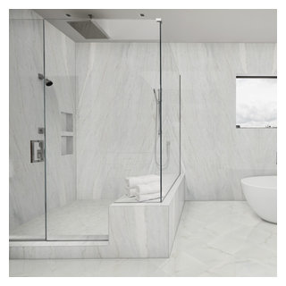 Poplar White Polished Quartzite Master Bathroom Walls - Contemporary ...