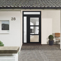Exterior Prehung Door Clear Glass See-through Manux 8555 Matte Black ...