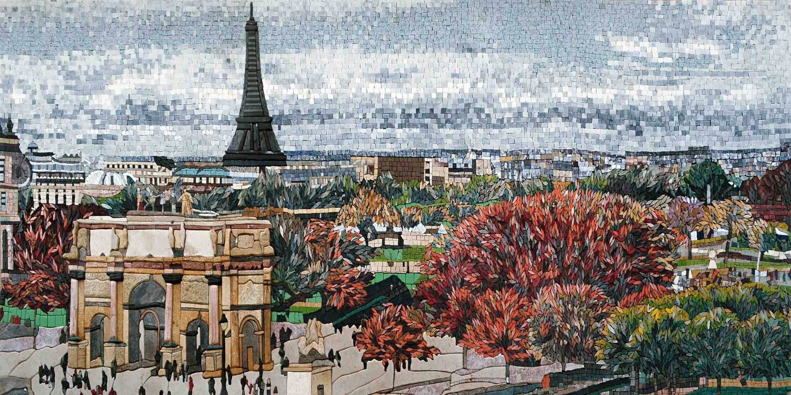 Paris, Mosaic Mural, 63" x 31" - Contemporary - Tile Murals - by ...