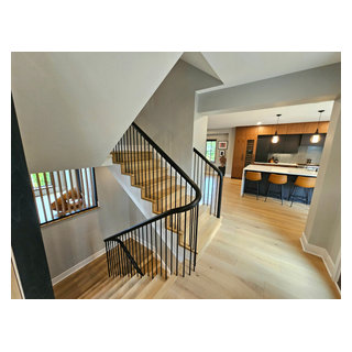 115_Stunning Continuous Rail System on 3 Story Floating Stairs ...