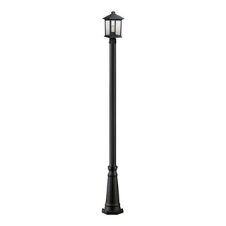 Portland 1-Light Outdoor Post Mounted Fixture Light In Black, 10.000 ...