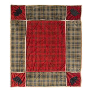 Red Plaid Bear Rustic Cabin Grid Throw Blanket 54x68 - Rustic - Throws ...
