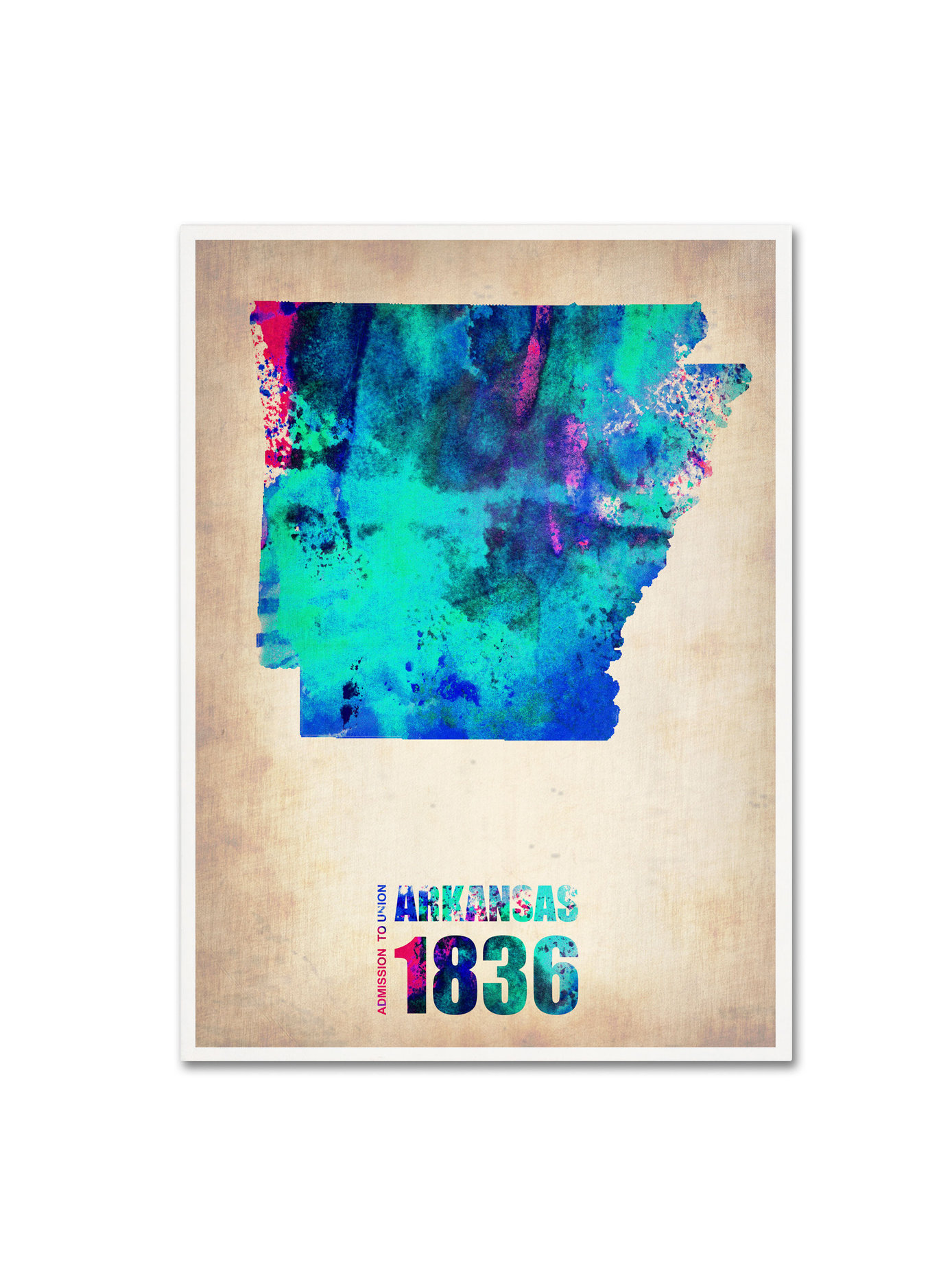 'Arkansas Watercolor Map' Canvas Art by Naxart, 18" x 24 ...