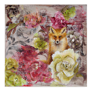 Gigi Begin 'Hiding Fox' Canvas Art, 14"x14" - Rustic - Prints And ...