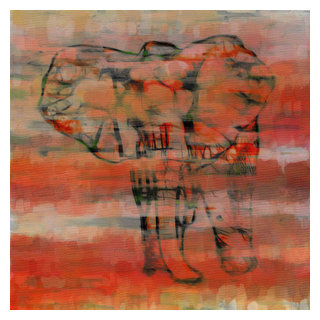 "Red Elephant" Print on Canvas, 18"x18" - Contemporary - Prints And ...