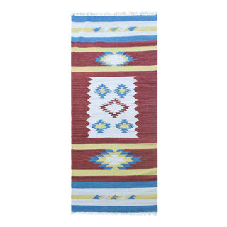 Hand Woven Flat Weave Kilim Wool Area Rug Contemporary Multicolor ...