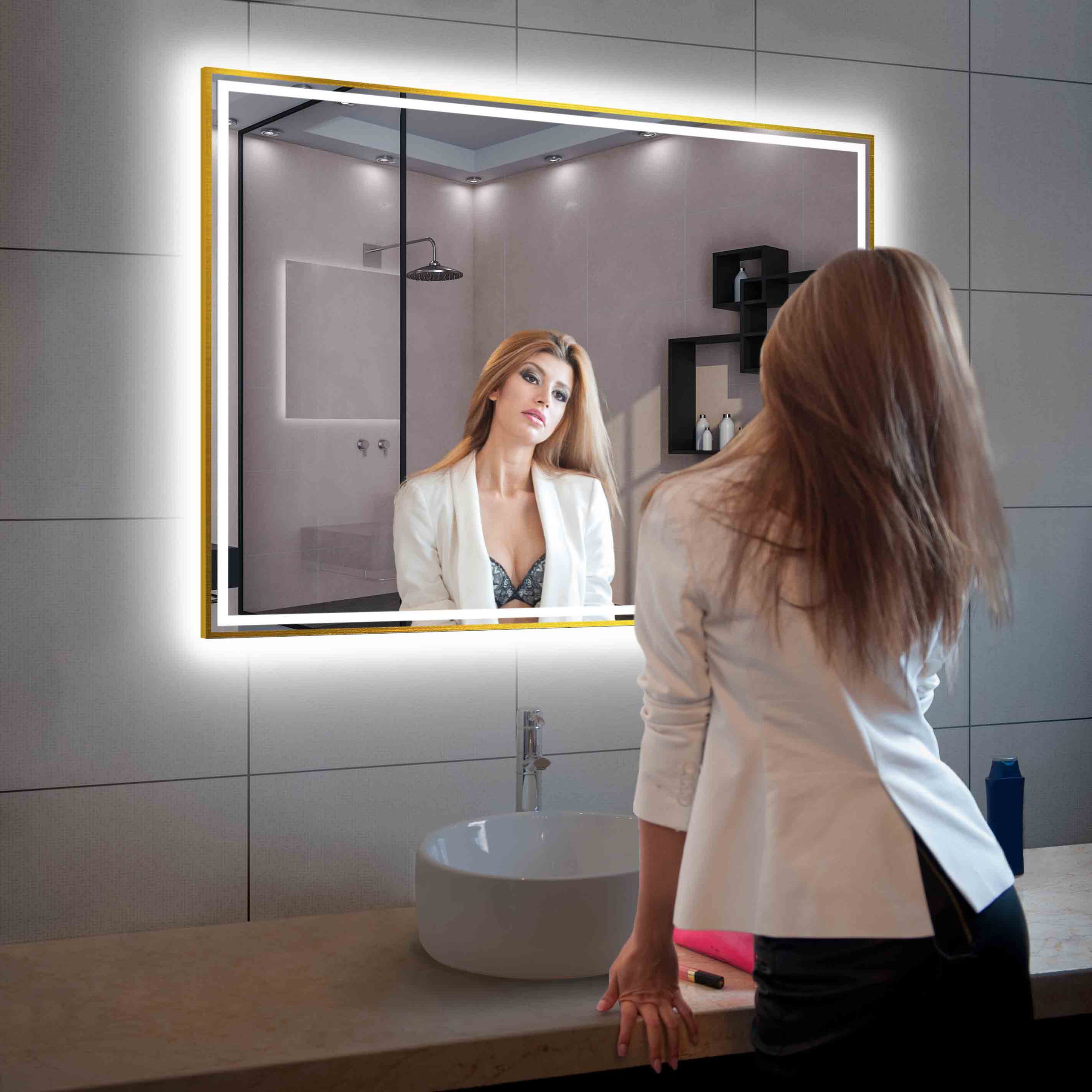 Fogless, Dimmable, Color Temperature Adjustable LED Mirror, 48x36 ...
