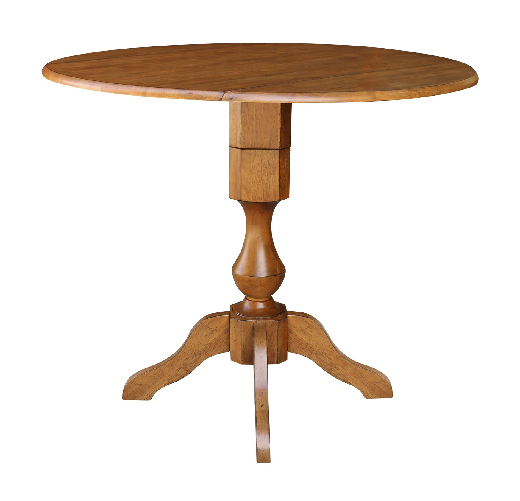 Traditional Dining Table, Rounded Wooden Top With Drop Down Leaves ...