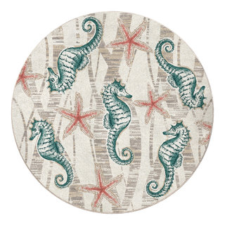 Seaweed Seahorse, Beige, 8' Round, 8' Round - Beach Style - Area Rugs ...