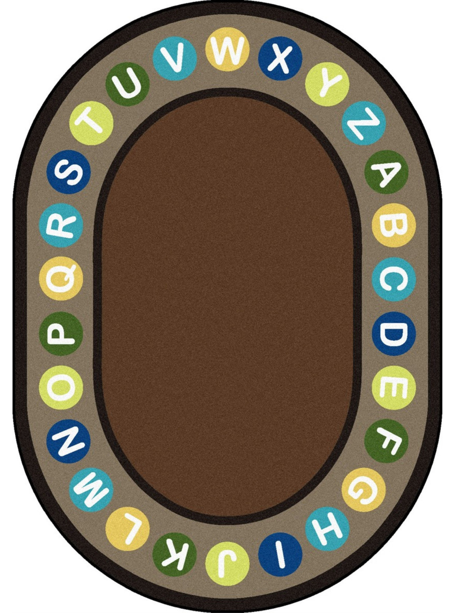 Alphabet Spots 10'9" x 13'2" Oval area rug in color Earthtone ...