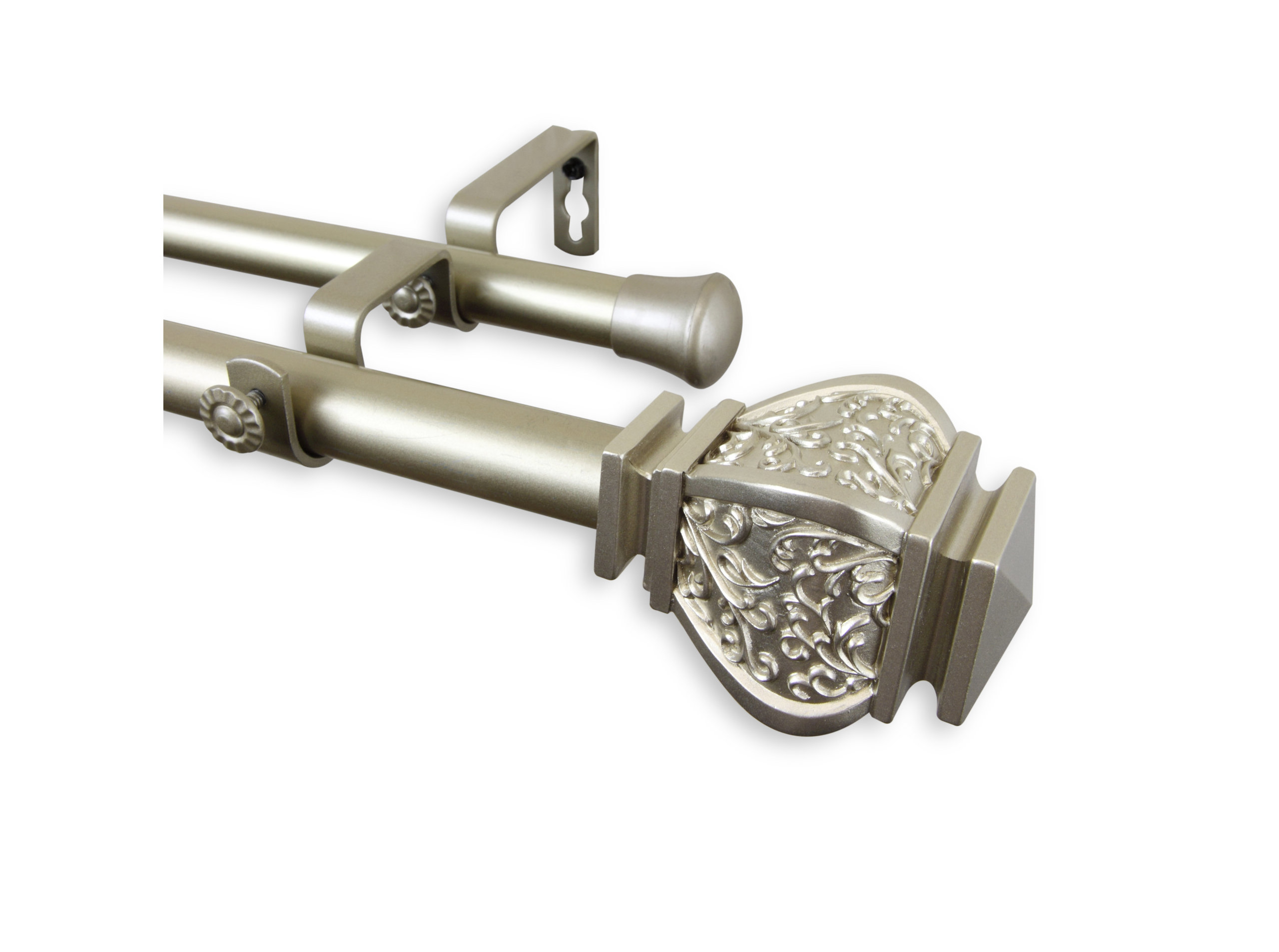 Margot 1" Double Curtain Rod 28-48", Black, 28-48" - Traditional ...