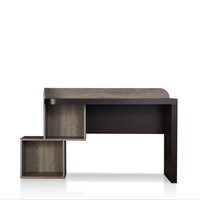 Modern Desk, Unique Design With Large Worktop & 2 Open Cubbies, Walnut ...
