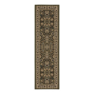 Aiden Traditional Vintage Inspired Green/Ivory Rug, Runner 2'7"x9'4 ...