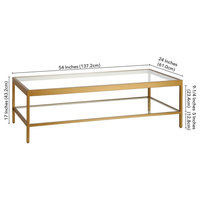 Alexis 54'' Wide Rectangular Coffee Table in Brass - Contemporary ...