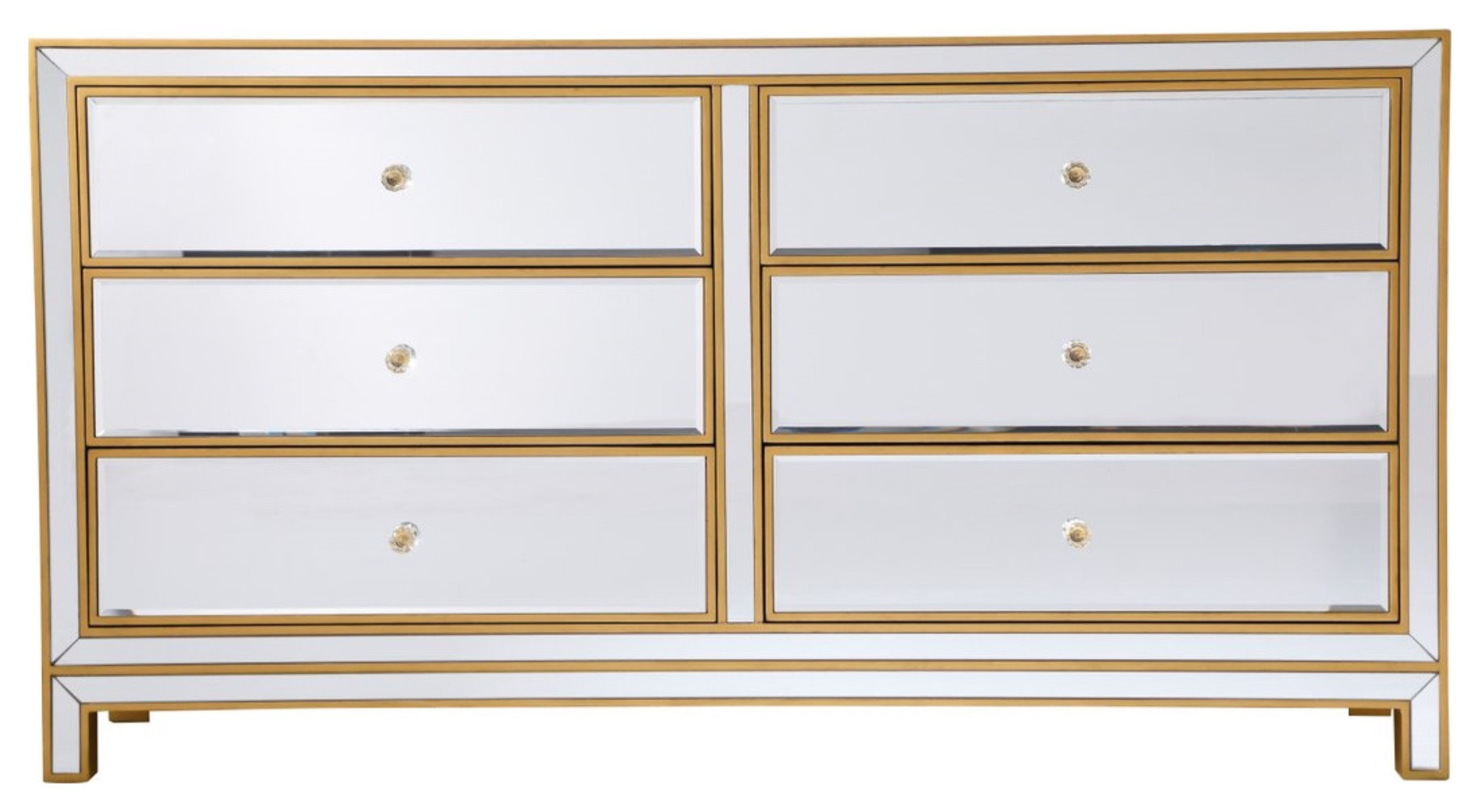Cabinet 6 drawers 60in. W x 18in. D x 32in. H in gold - Contemporary ...