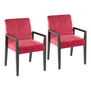 Carmen Arm Chair, Black Wood/Crushed Hot Pink Velvet, Set of 2 ...