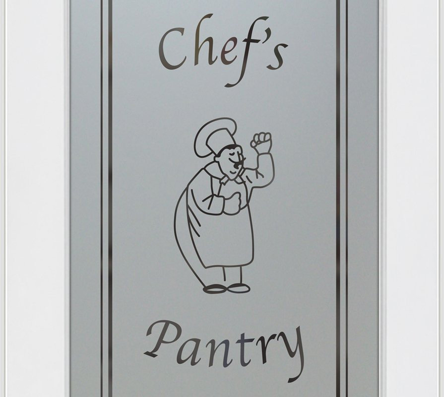 Pantry Doors - Happy Chef Frosted Glass Design - 24" x 80" - CUSTOMIZE ...