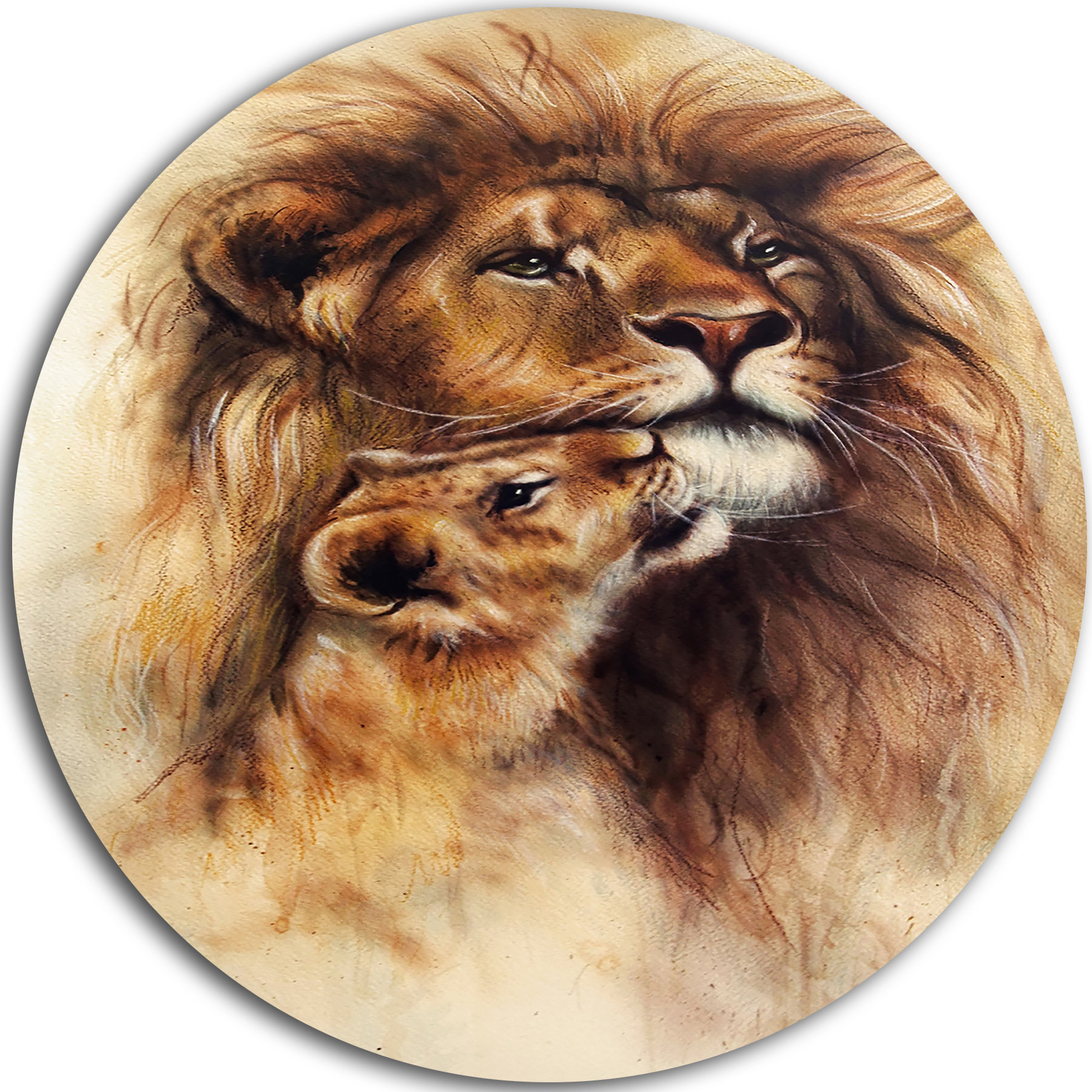 Loving Lioness, Animal Disc Metal Artwork, Disc of 23 inch ...