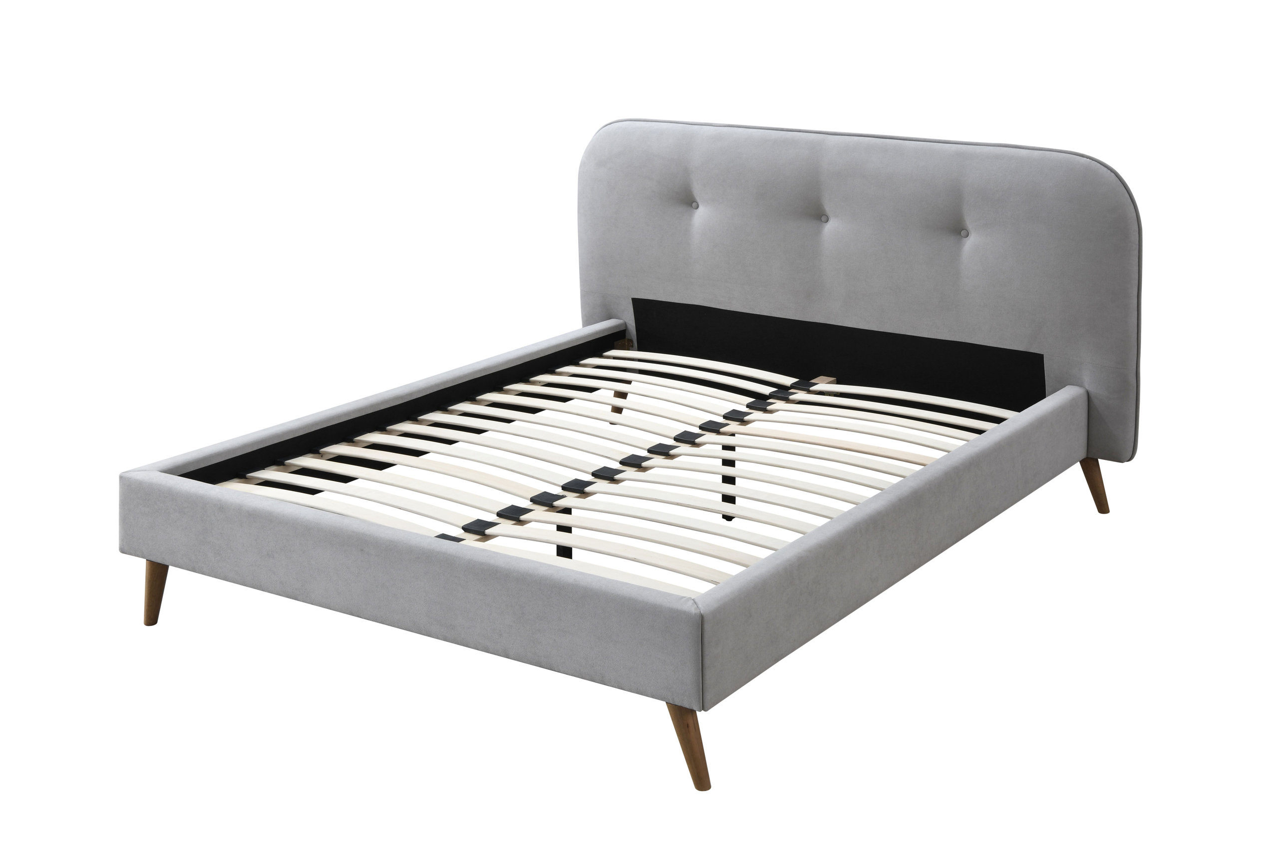 Graves Bed, Gray Fabric, Eastern King - Midcentury - Platform Beds - by ...